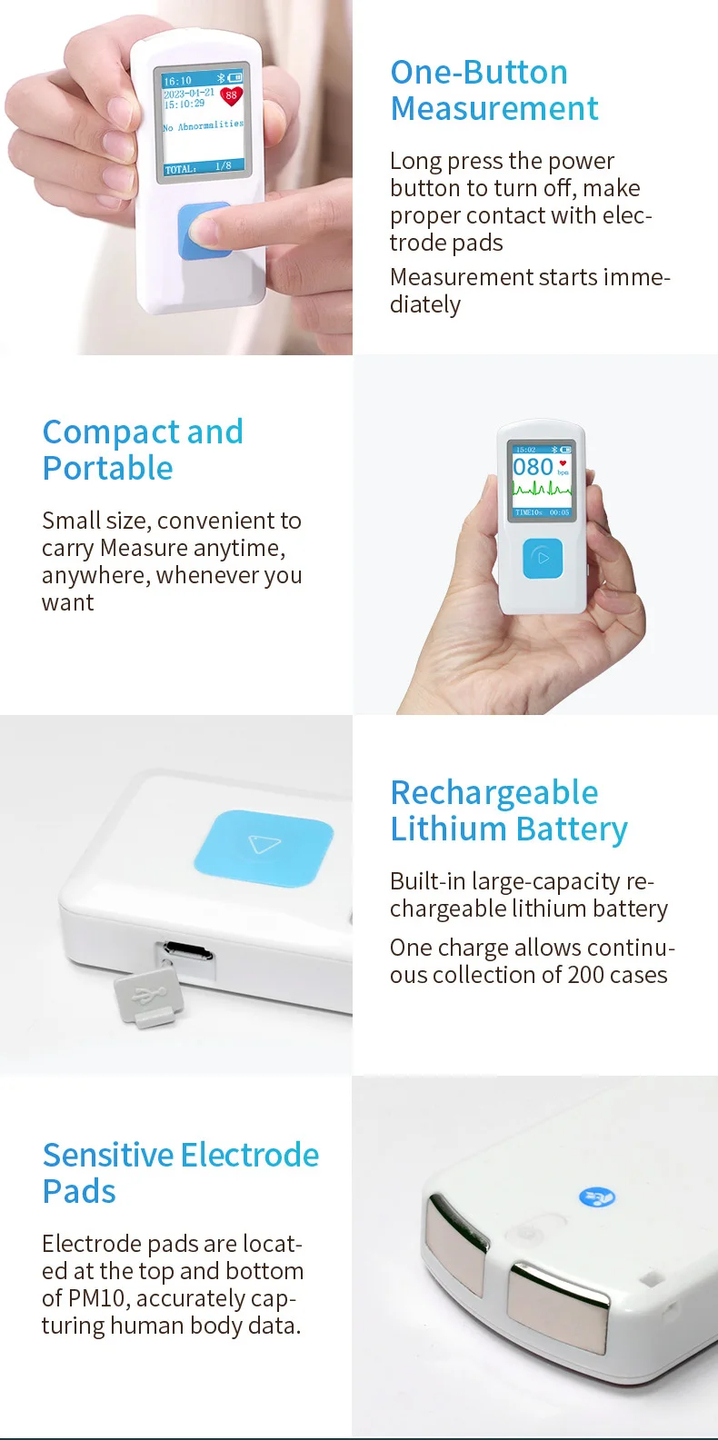 CONTEC PM10 Portable Heart Monitor - Telemetrie EKG System