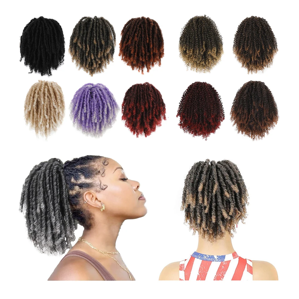Wholesale Short Curly Afro Ponytail Extensions Faux Locs Crochet Hair ...