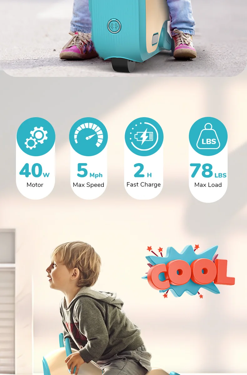 GNU Kids Luggage Child Electric Scooter Suitcase Children Travel ...