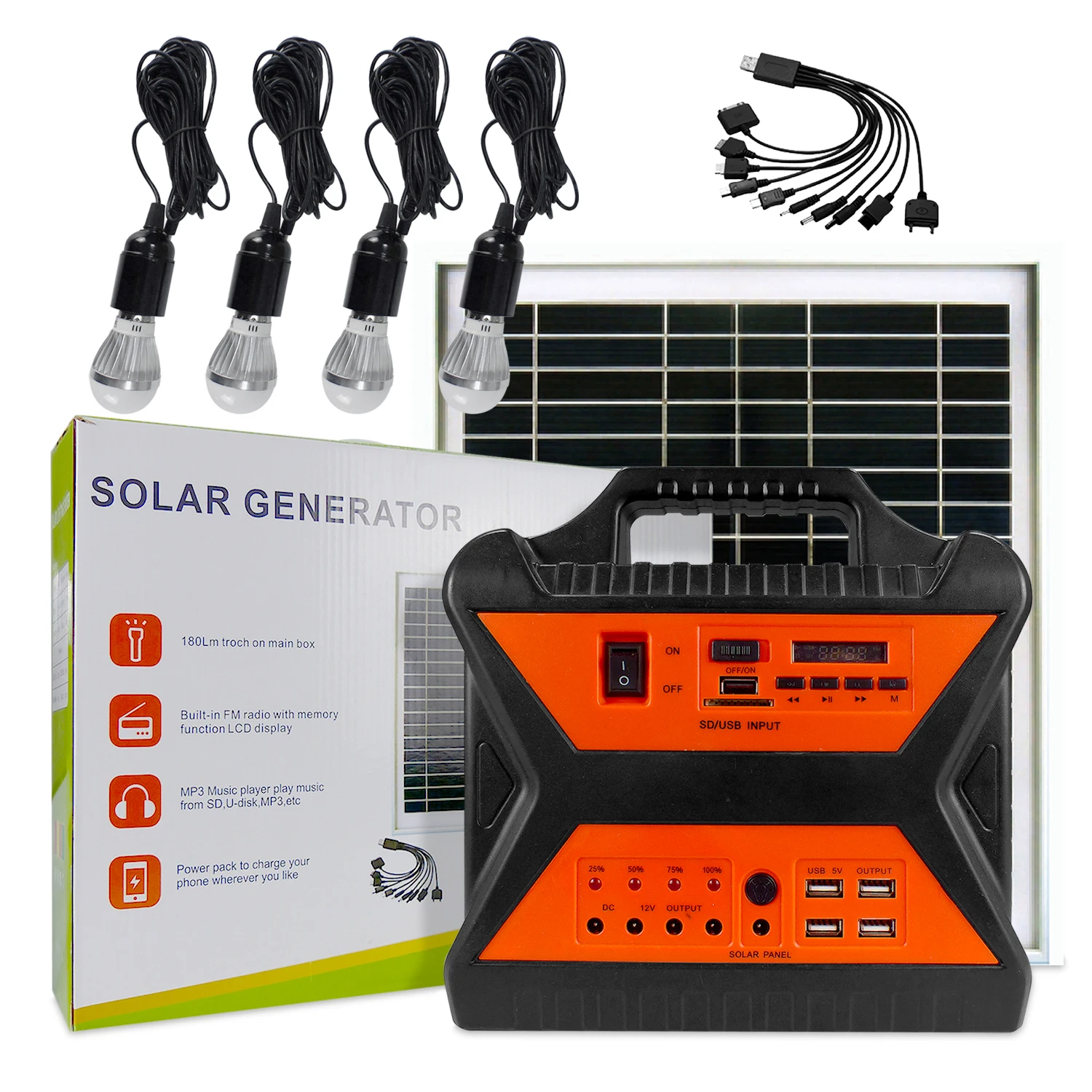 Mini Portable Small Solar Generator 12V DC 10W Lithium Battery Solar ...