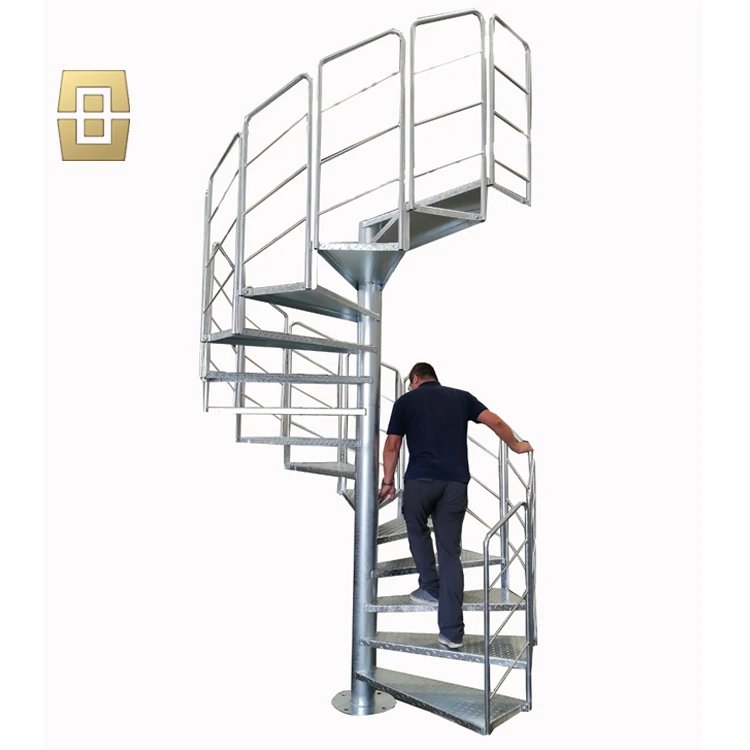 Durable Outdoor Industrial Metal Staircase - Galvanized Steel