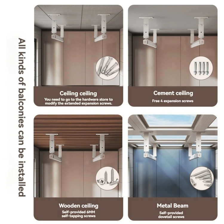 Alibaba.com: Space-Saving Wall-Mounted Aluminum Single Ceiling Clothes Bar Multi-Purpose Hanging ...