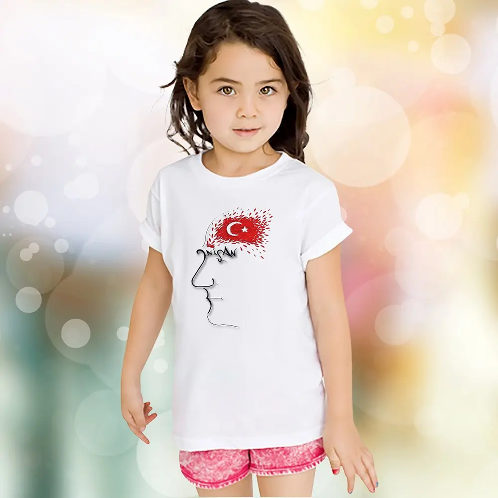 Kişiye Özel 23 Nisan Tasarımlı Beyaz Çocuk Tişört - K12| Alibaba.com
