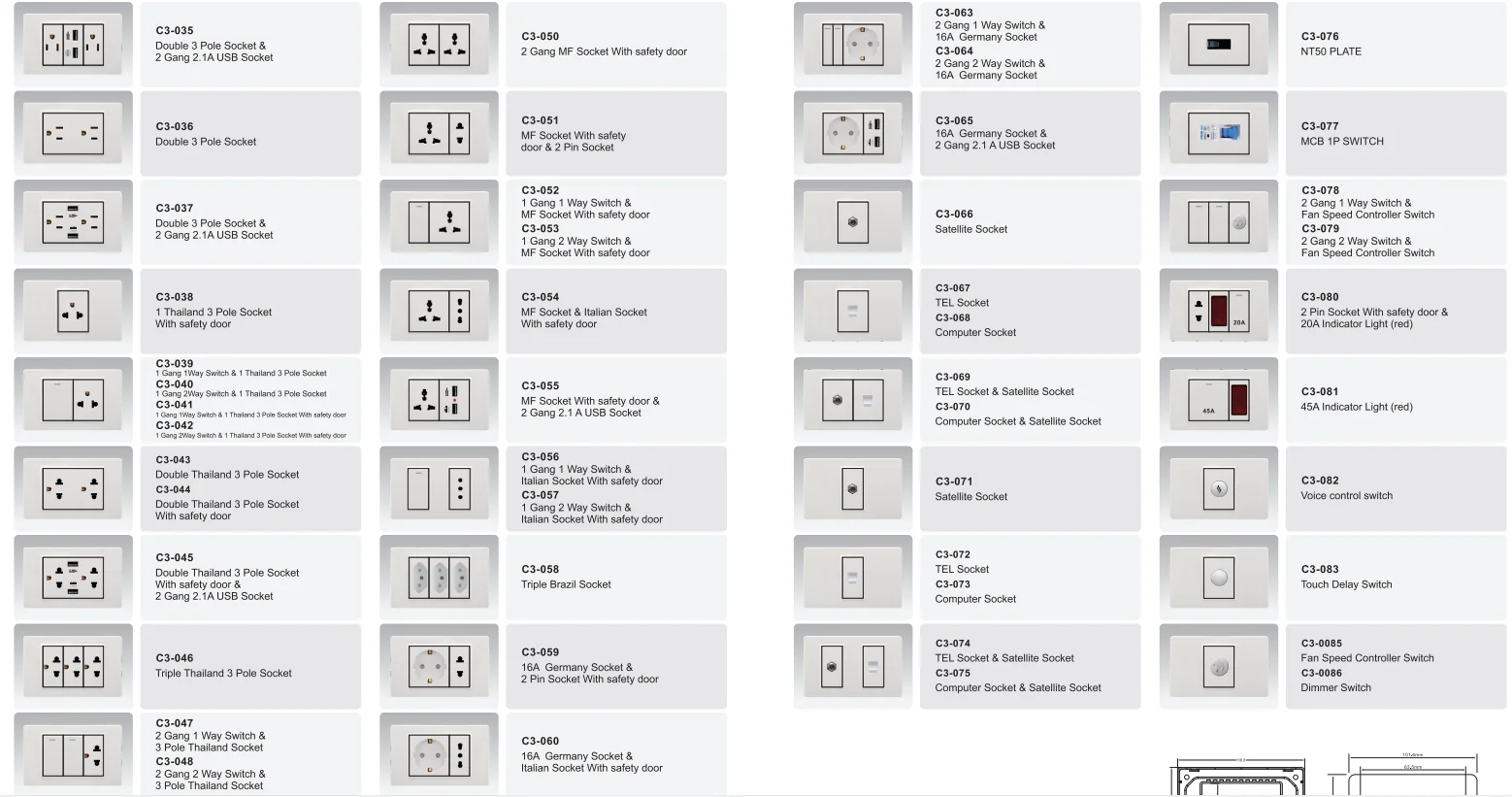 High Quality New 220v Single Link 1-way Wall Mounted Switch South ...