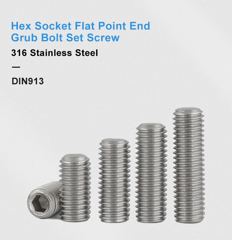 M3 to M16 Stainless Steel Hex Socket Set Screws - DIN913