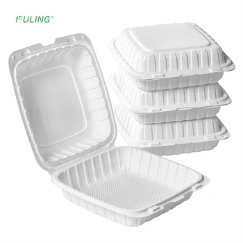 Fuling 9x9" Clamshell Mpff Mineral Plastic Food Container 9 Inch Take ...