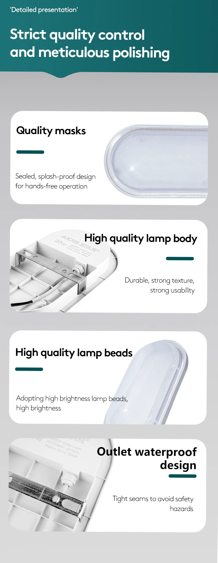 Akko Star Fixture Led 20w Wall Lamp And Moisture-proof Lamps 6500k ...