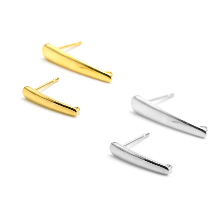 Stainless Steel Gauge Big Gold Blank Bar Metallic Statements Earrings 2022 Stud Earring With ...