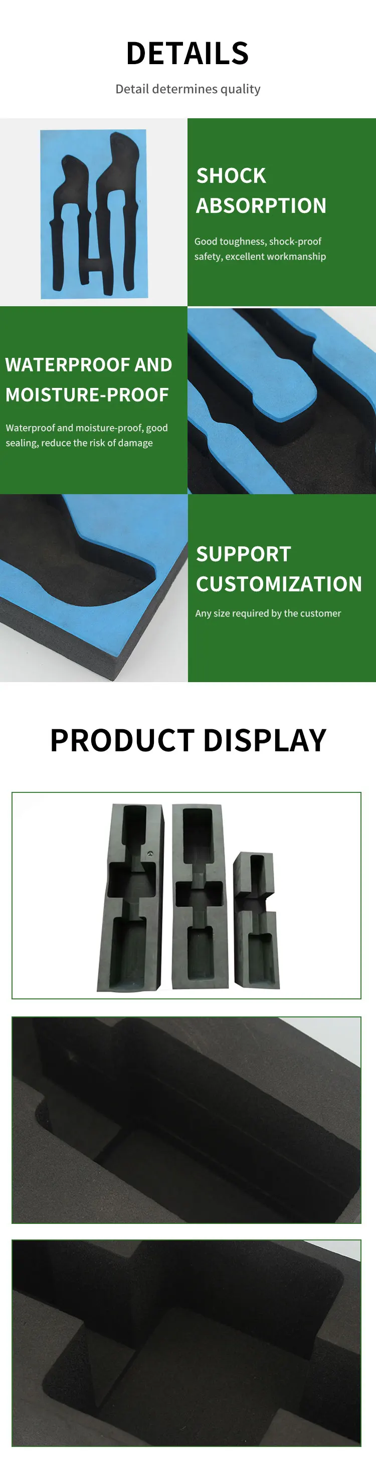 Black Polyethylene Foam Epe Pearl Cotton Lining Shockproof Protective ...