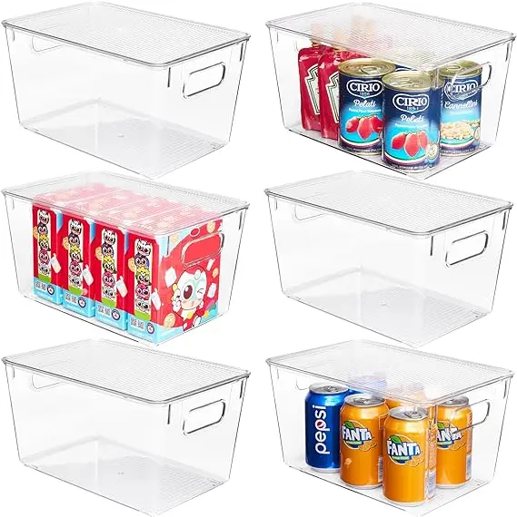 Clear Stackable Storage Bins Lids Large Plastic Containers Handle for ...