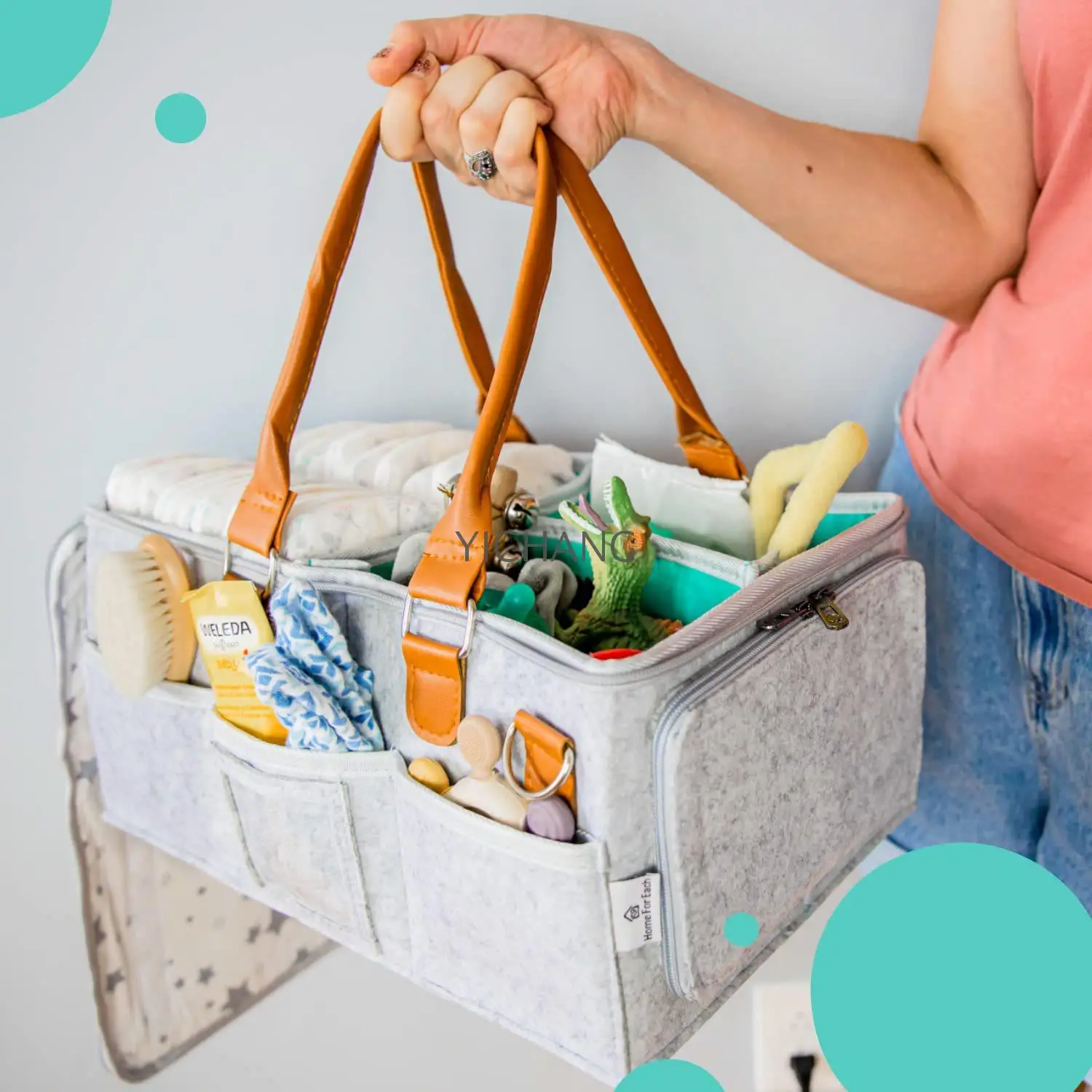 Hot Sale Portable Diaper Caddy Storage Bag With Zip-top Cover Travel ...