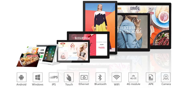 Wall Mounted 15.6 Inch FHD 1080P Digital Signage POE Android Display ...