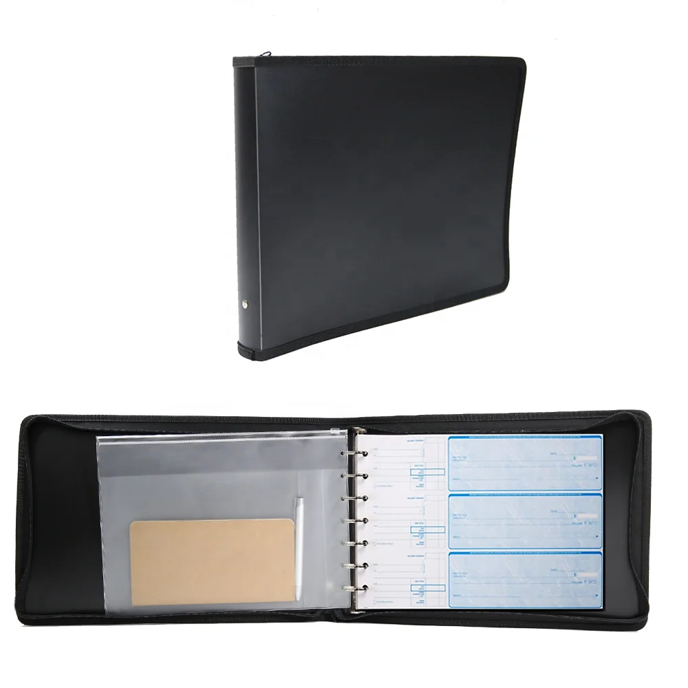 7 Ring Check Binder Portfolio PP cover with Zippered Closure Document ...