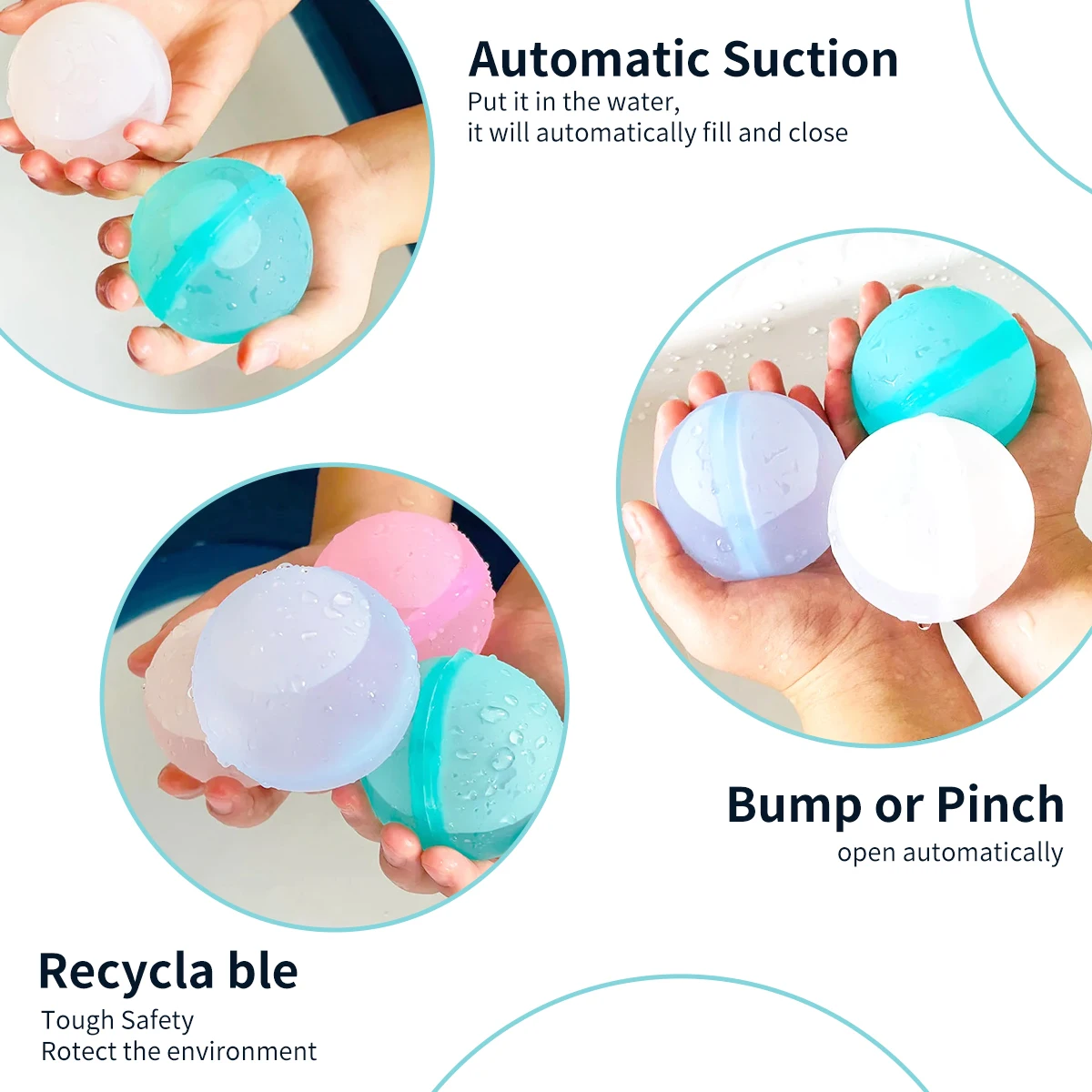 Huiye Magnetic Reusable Water Balloon Ballon Launcher Quick Fill ...