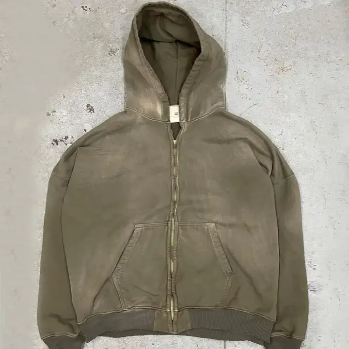 Mens Vintage Washed Hoodies Heavyweight Cotton Acid Washed Zip up ...