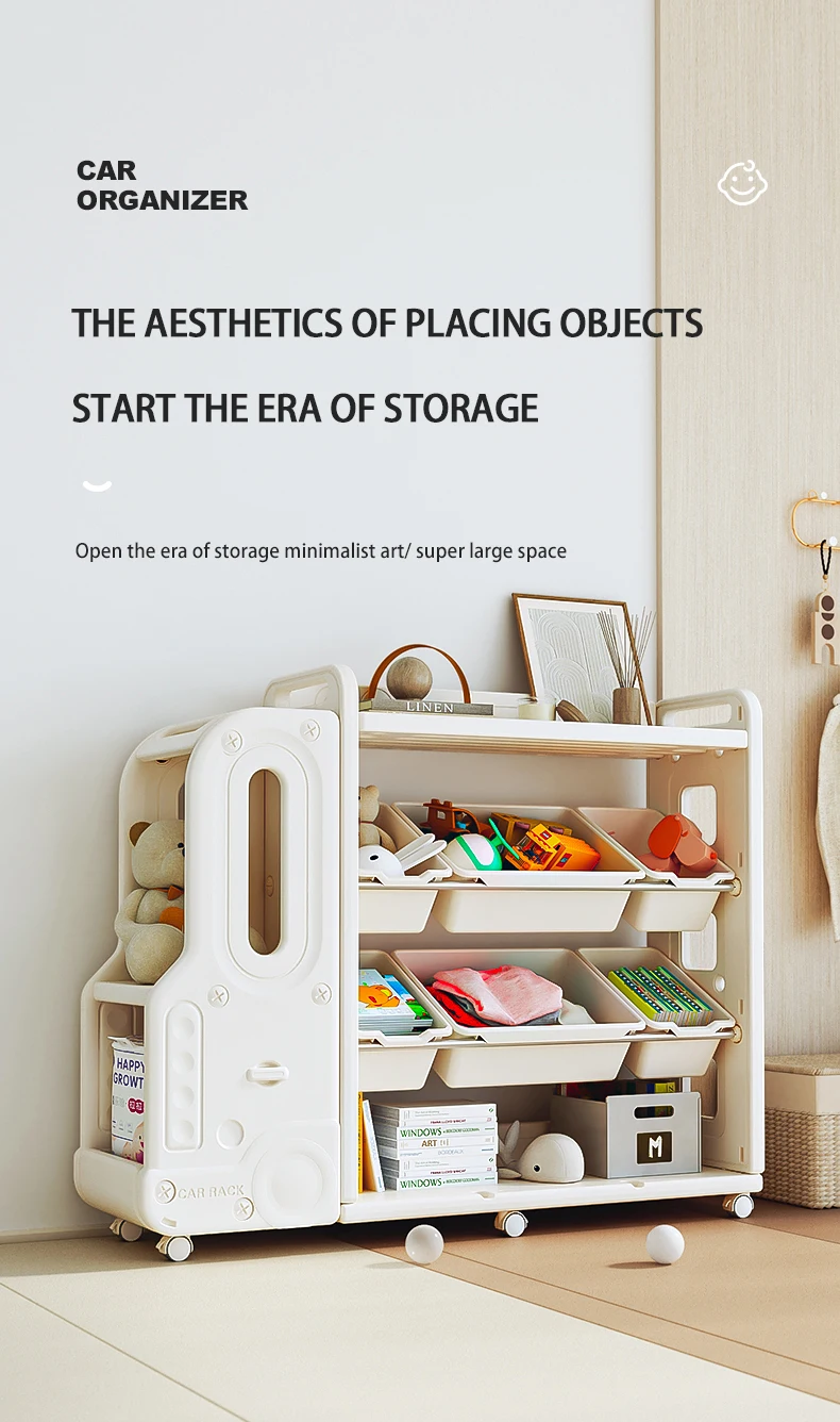 Car Shape Kids Plastic Storage Rack Cabinet Toy Storage Shelf Kids Book ...