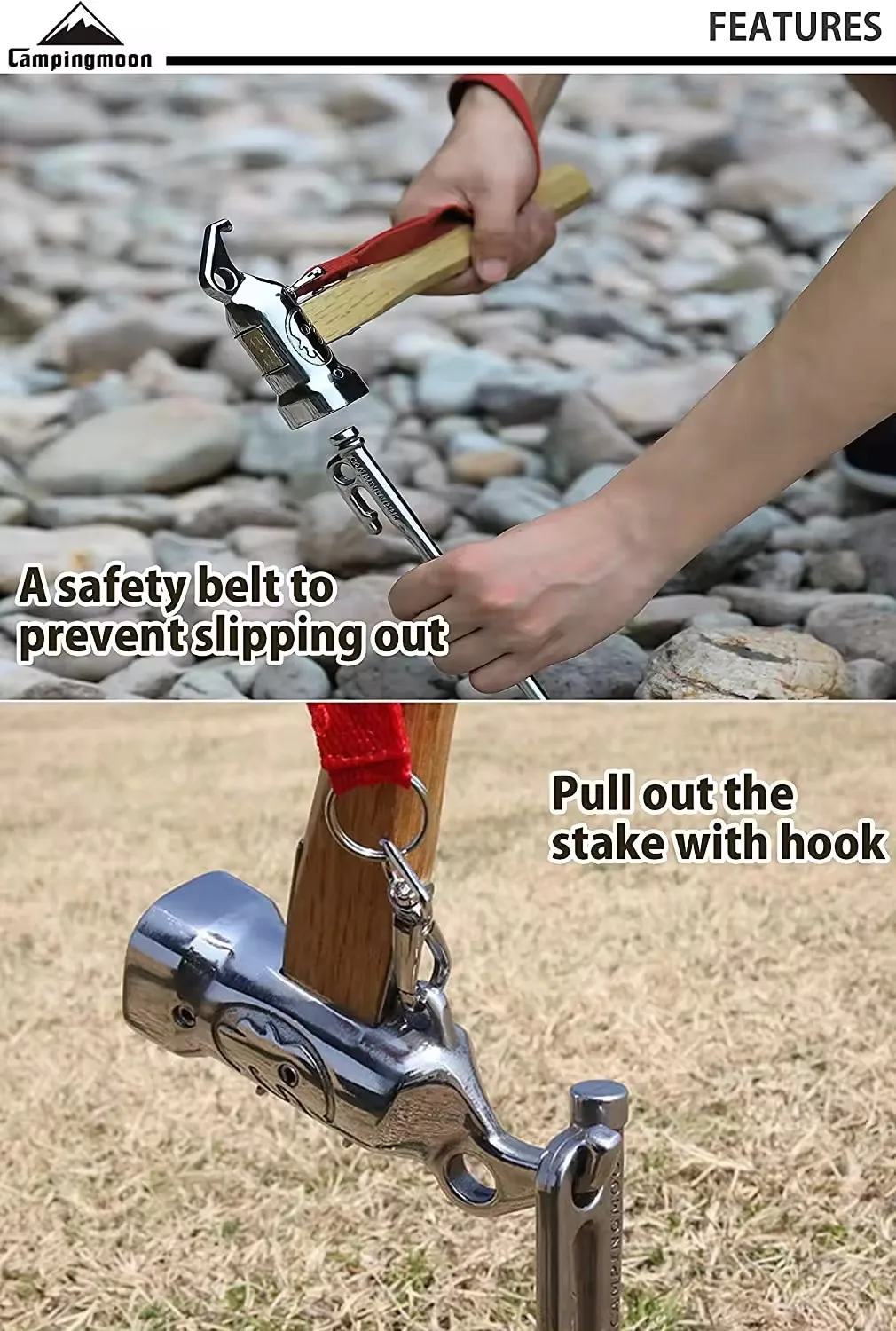 Customized Shock Resistant Stainless Steel Metal Tent Hammer Camping ...