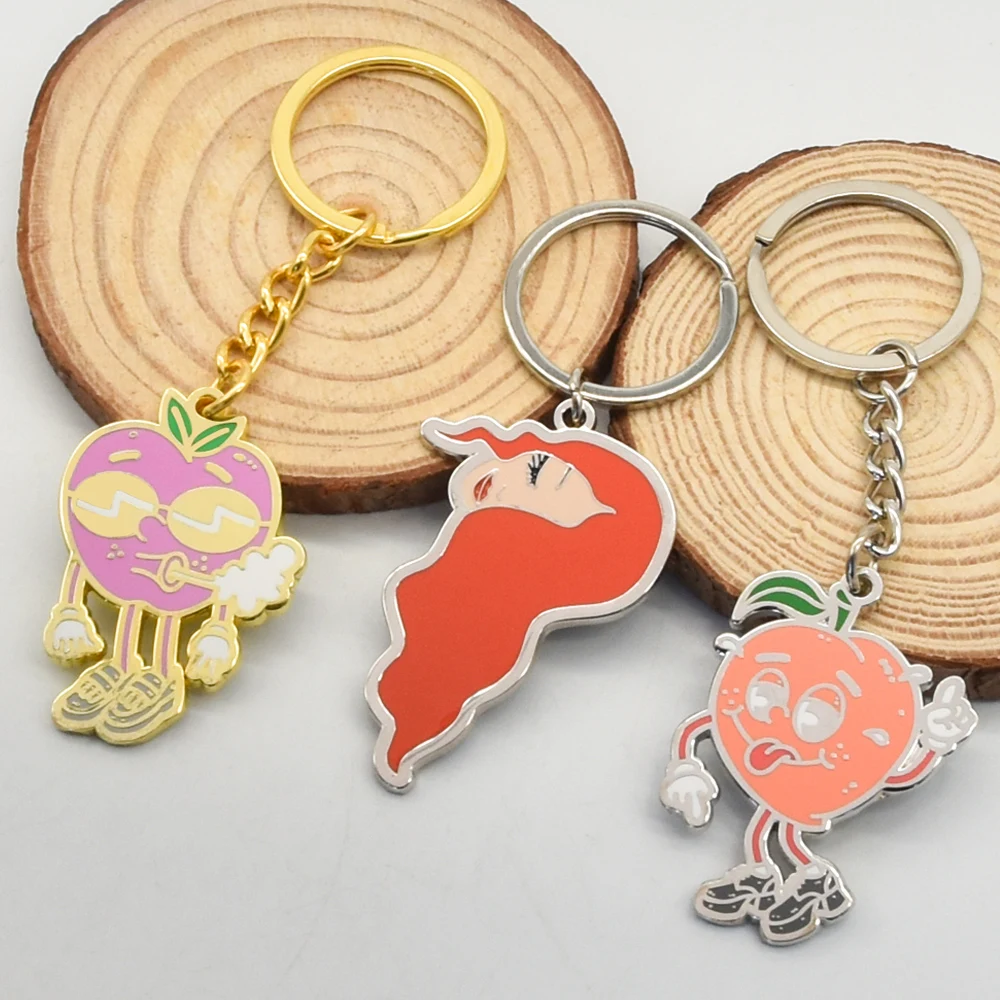 Company Logo Name Letter Gold Silver Soft Enamel Keyring Custom Design ...