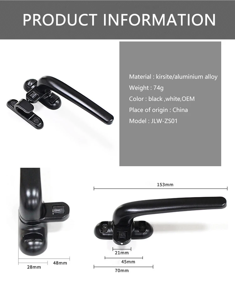 Aluminum Casement Windows Lock Handle UPVC Pull Window