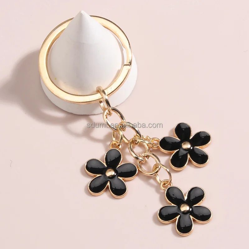 Cute Enamel Keychain Colorful Sakura Flower Key Ring Sweet Key Chains ...