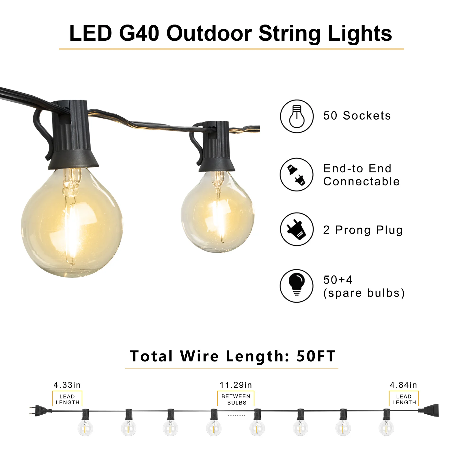 Outdoor Indoor Christmas Garland Decorative Lighting Us G40 25ft 50ft ...