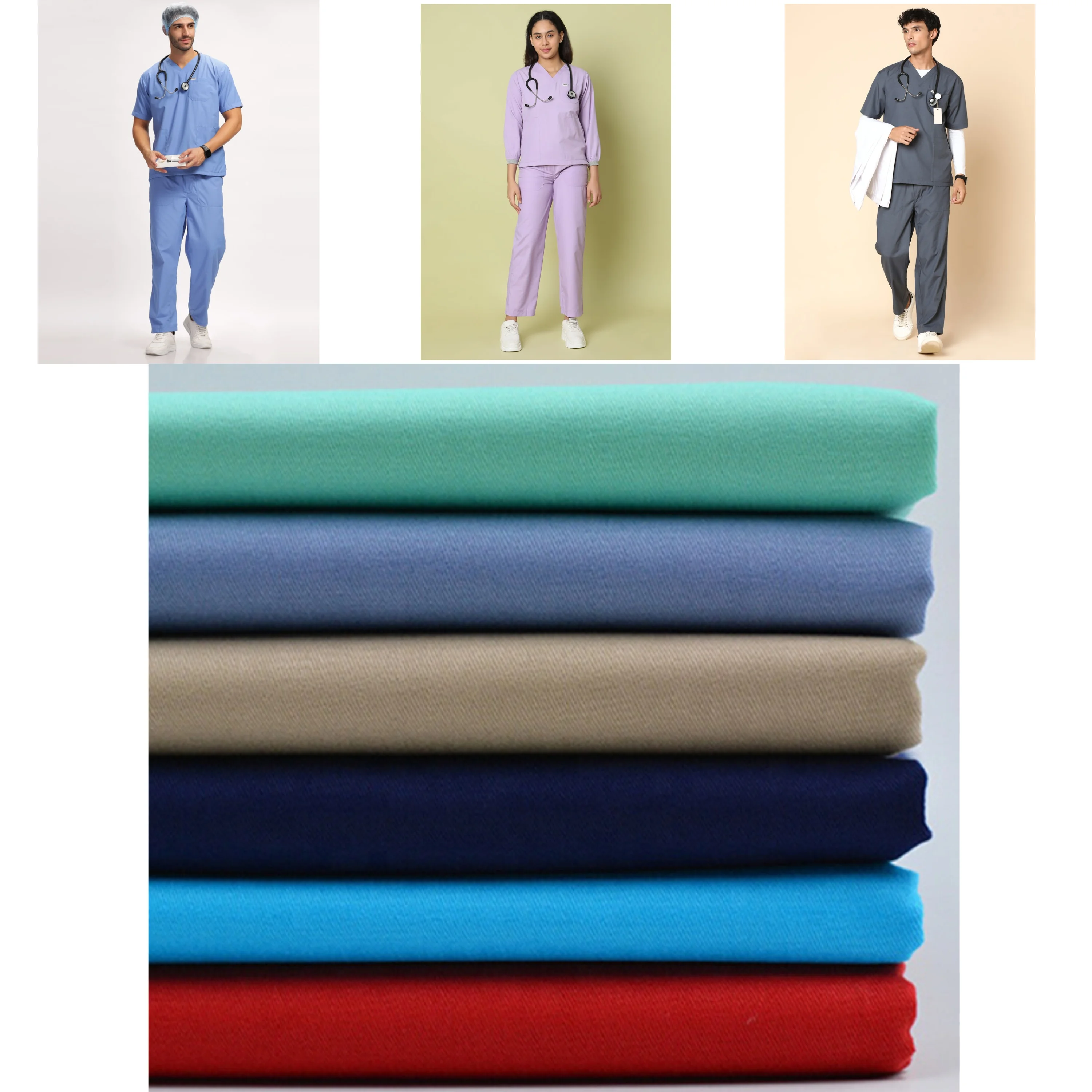 For Hospital Nurse Chef Uniforms Fabric Poly 65% Cotton 35% Tc Twill ...
