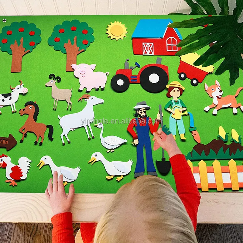 Farm Animals Felt Story Board Set 3.5ft 26pcs Preschool Farmhouse ...