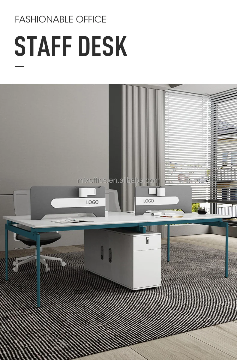 Partition Office MDF Modern Office Desk Screen System Divider 4 Persons ...