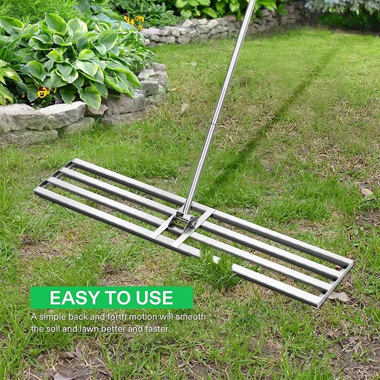 JH-Mech Robust Lawn Leveling Rake With Extra Long Adjustable Handle ...