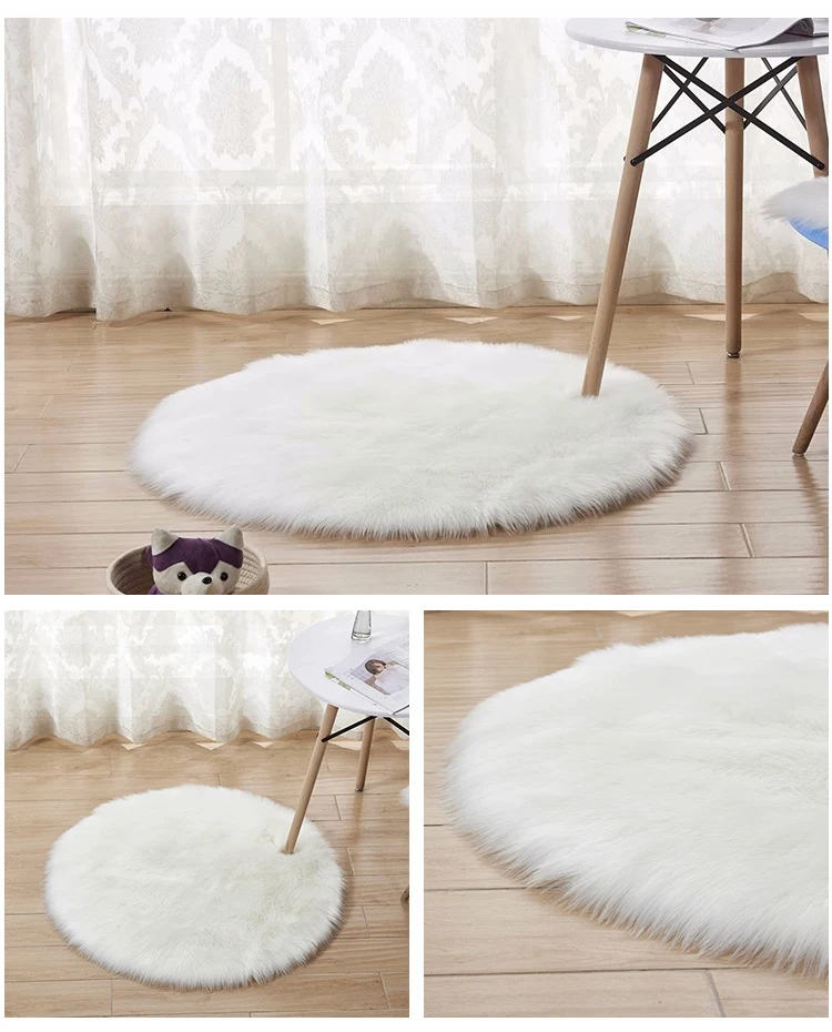 Custom Round Fluffy Faux Fur Rug - Washable & PET FRIENDLY