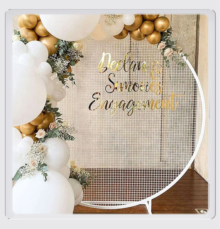 Modern Event Round Frames Black Grid Mesh Metal Wedding Decoration ...