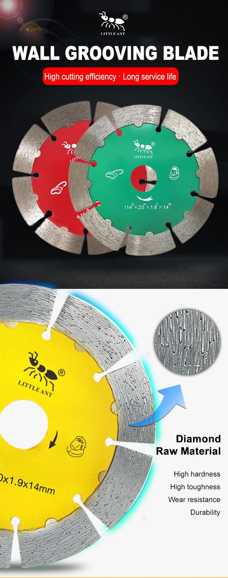 LITTLE ANT 115 mm Diamond V Groove Wall Cutting Disc Circular Saw Blade ...