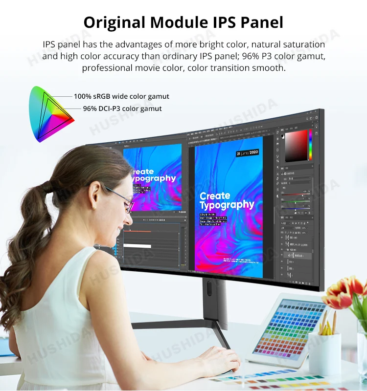 HUSHIDA 40 Inch Curved Gaming Monitors - Super Wide Screen