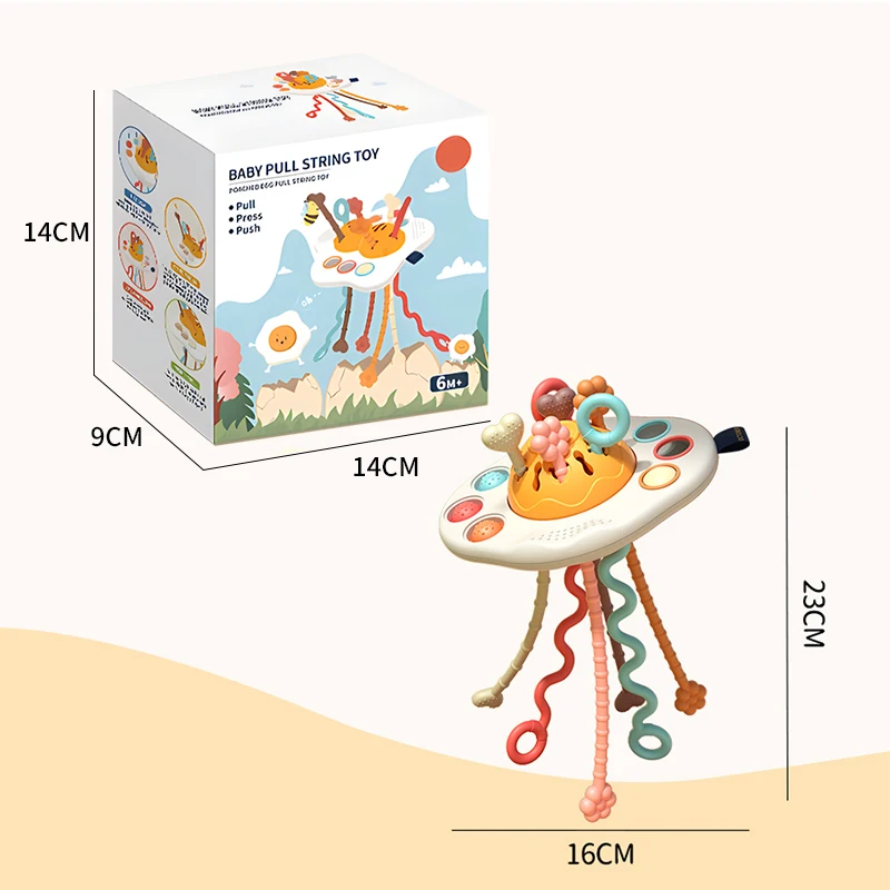 Infant Sensory Double Egg Yolk Pull Push Toy Teething Toys Hand Finger ...