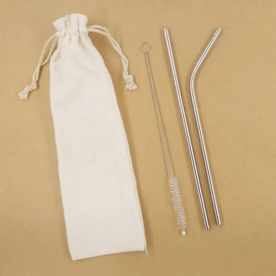Portable Stainless Steel Metal Straw Bag Reusable Straw Pouch ...