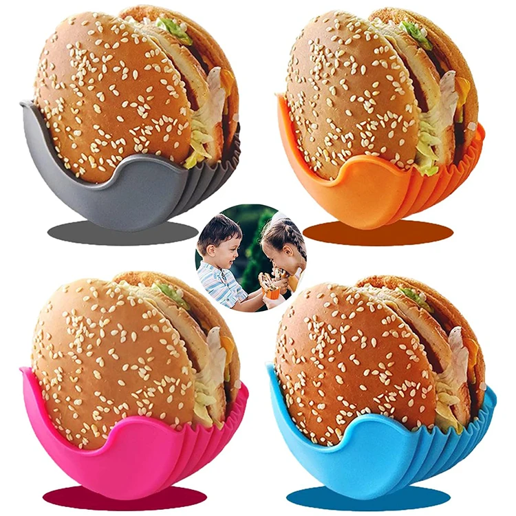Adjustable Silicone Sandwich Burger Clip Holders French Fry Hamburger ...