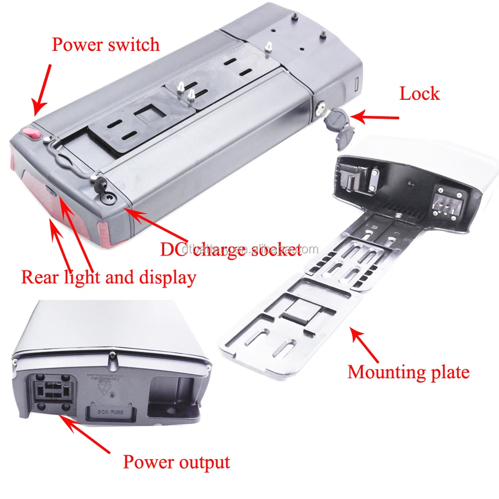 24v Rear Rack Battery Pack 24v 10ah 12ah 15ah 17.5ah 20ah 250w Li Ion ...