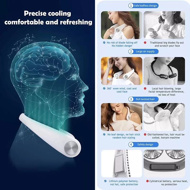 Outdoor Usb Wearable Cooling Mini Personal Necklace Rechargeable ...