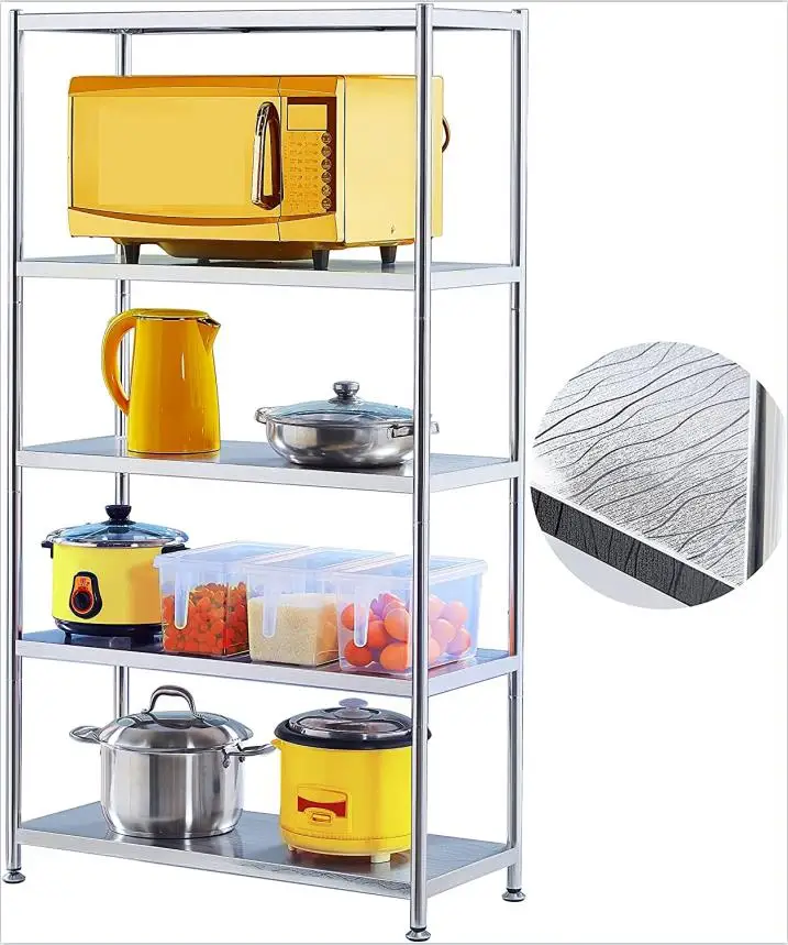 5 Tier Shelving Unit Stainless Steel Storage Rack For Kitchen Baker's ...
