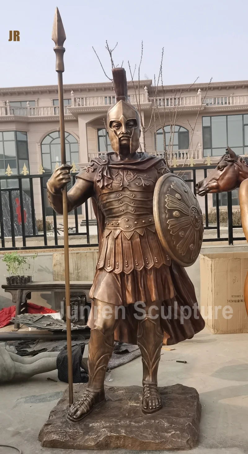 Hand Carved Life Size Bronze Metal Armor Knight Statue