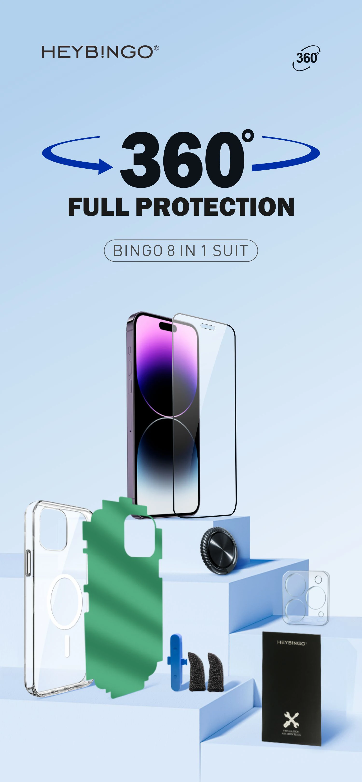 Heybingo 8 in 1 Wholesale Durable Screen Protectors for Iphone