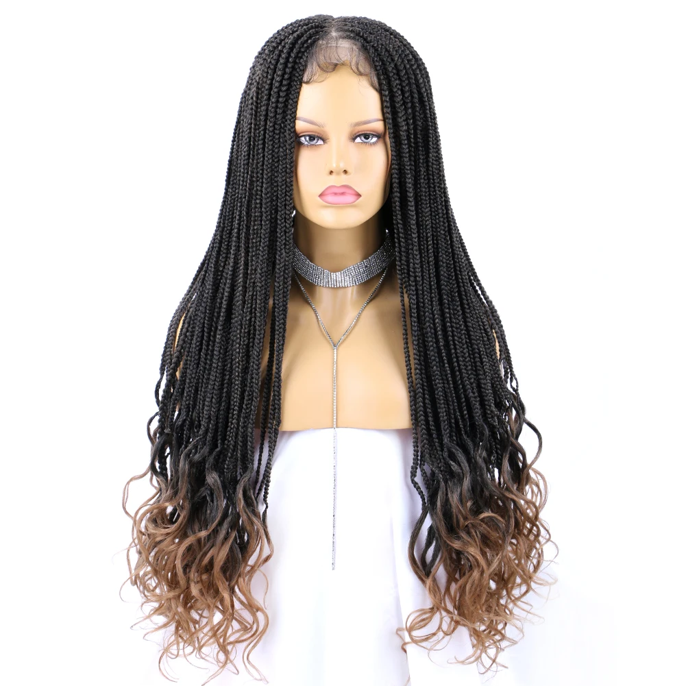 Synthetic Low Temperature Braided Lace Front Fiber Hair Wigs Box ...