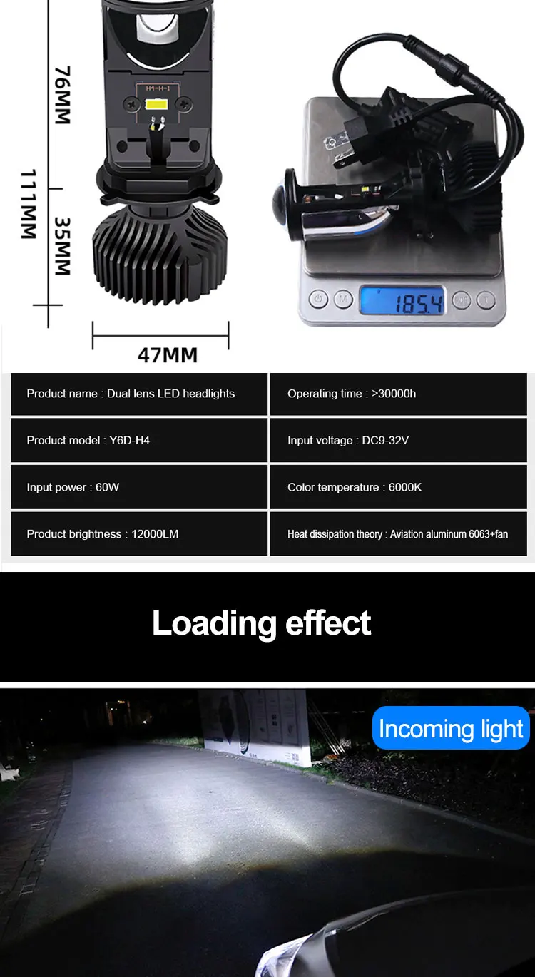 Canbus Mini Projector LED Headlight Bulb Kit H4 Y8 Y7 Y6D Y10 Y1 Y2 ...