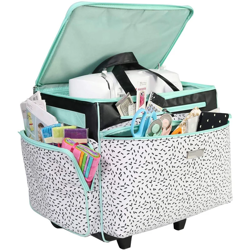 Universal Custom Quilted Multipurpose Rolling Sewing Machine Carrier ...