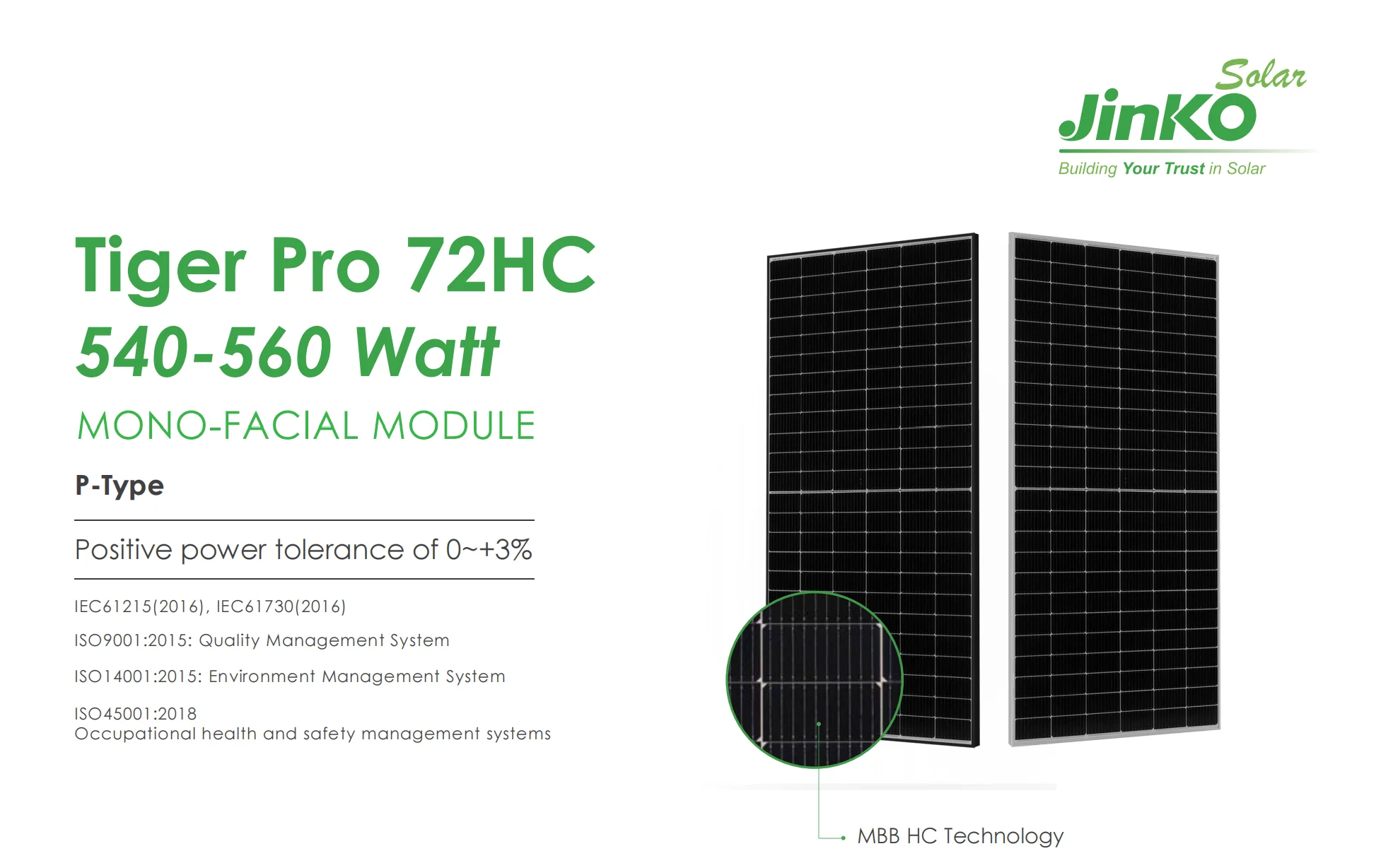 Jinko Tiger Pro 540 Watt Solar Panel Half Cut Monocrystalline Solar ...