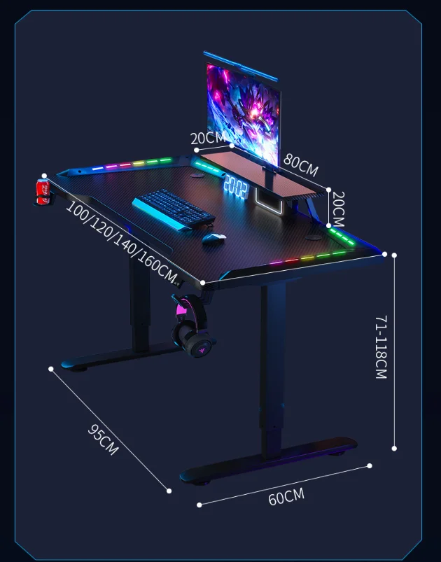 Height Adjustable PC Workstation Sit Stand Gaming Desk Home Office ...