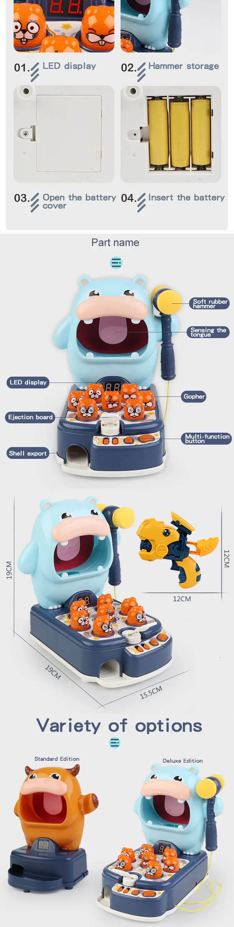 Indoor Family Interaction Table Game Fighting Gopher Air Pump Gun Toys ...