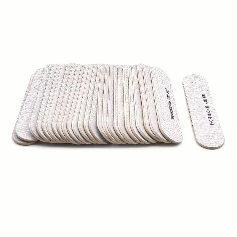 50 Pcs Mini Wood Nail Files Double Sandpaper Straight Nail File180/240 ...