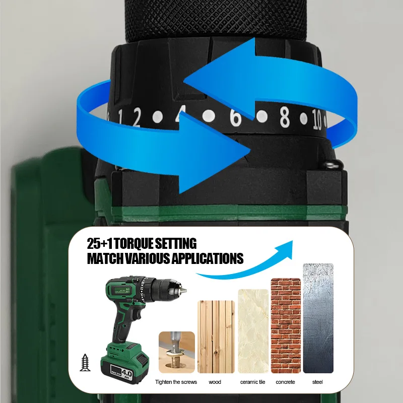 Factory 20v Power Drills Tool Set Kit Portable Electric Cordless ...