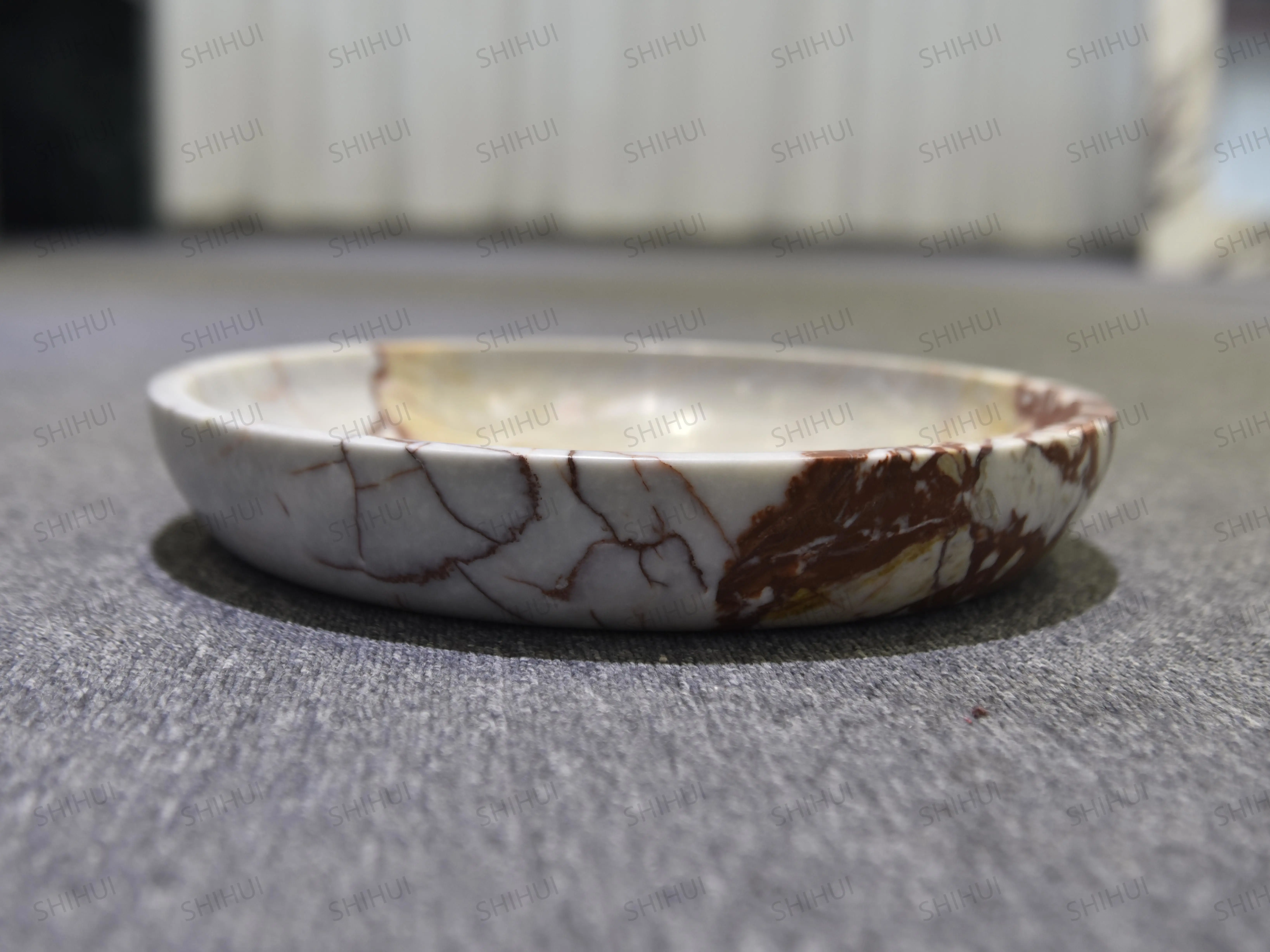 SH STONE Luxury Natural Stone Marble Decoration Red Big Round Tray ...